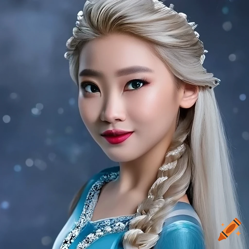 Detailed portrait of asian-looking elsa character on Craiyon