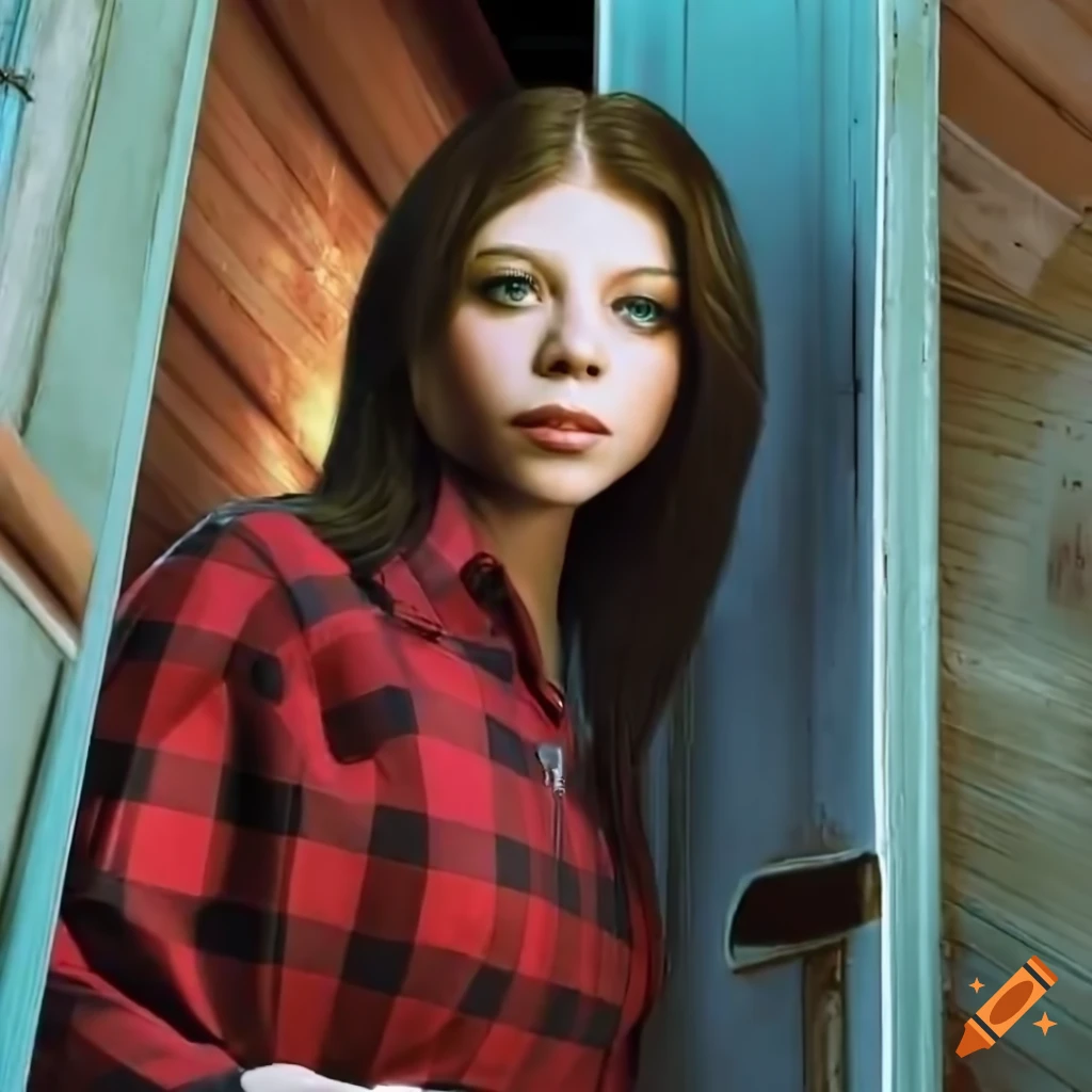 Portrait Of A Young Woman In Plaid Shirt And Leather Pants On Craiyon