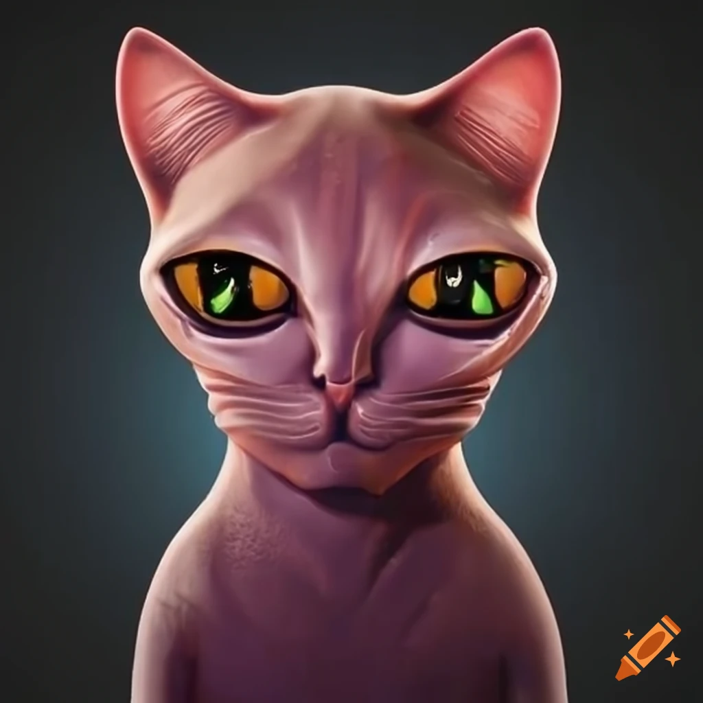 Image of an alien cat with unique head shape on Craiyon