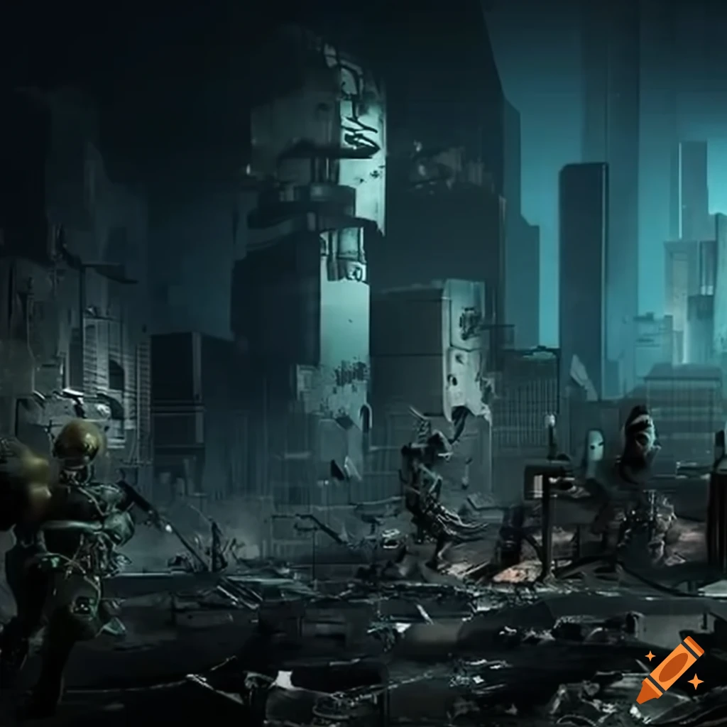 Art of a factory exploding in a science fiction setting on Craiyon