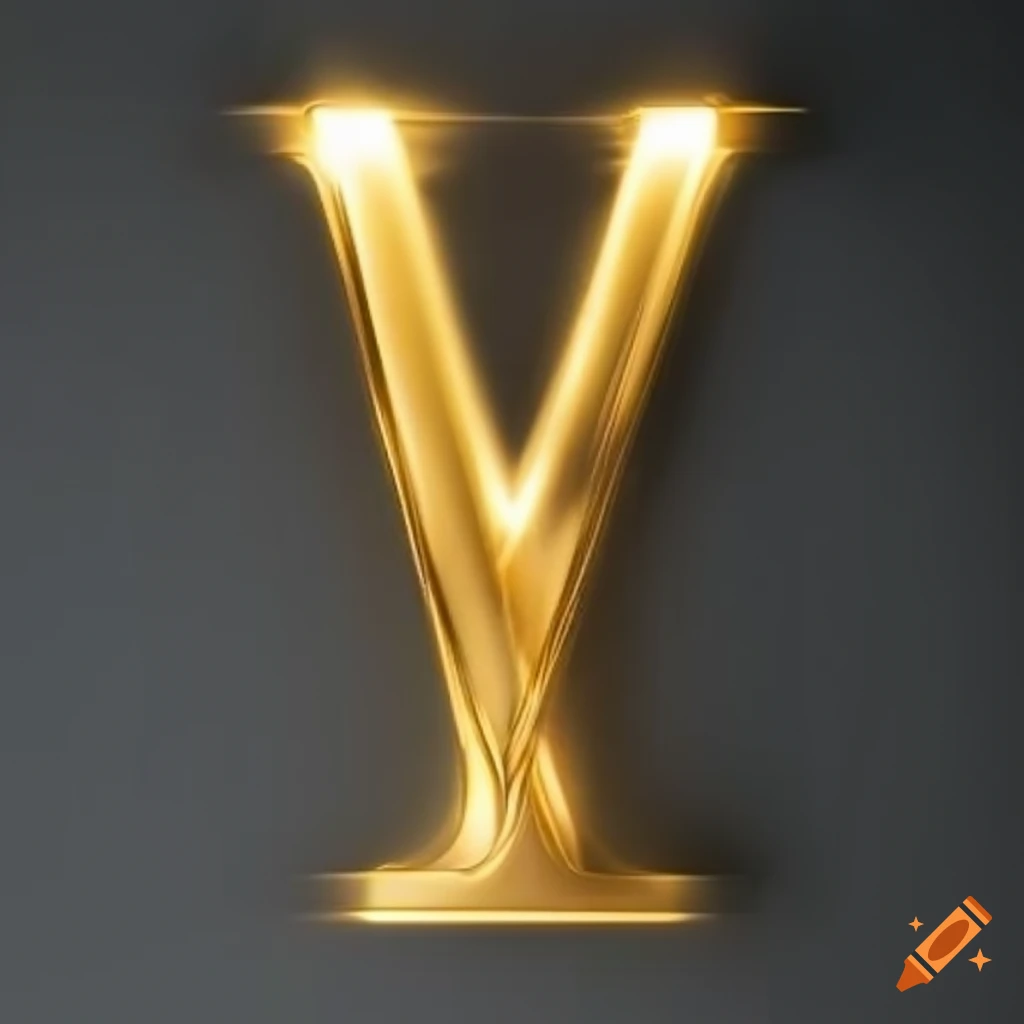 Modern gold glowing letter v logo on Craiyon
