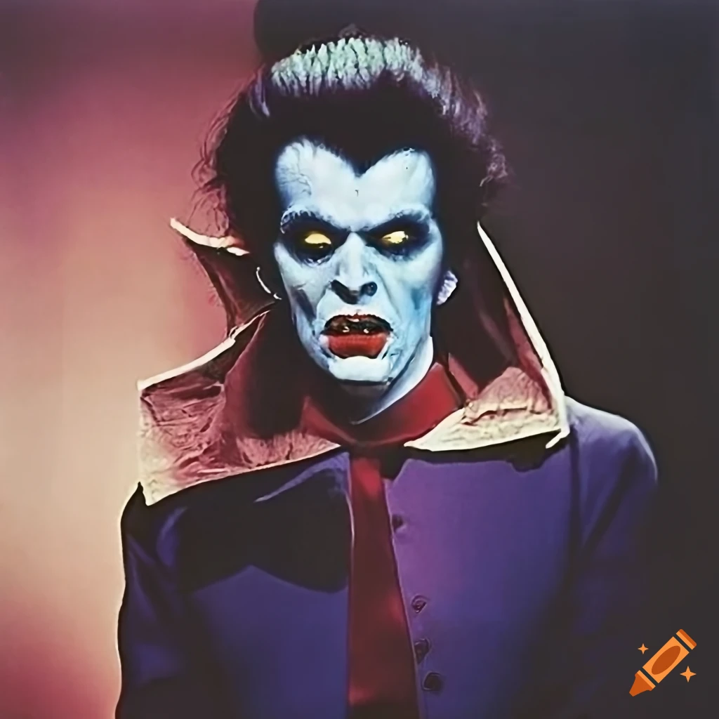 Vintage vampire with pale green skin in analog color photo on Craiyon
