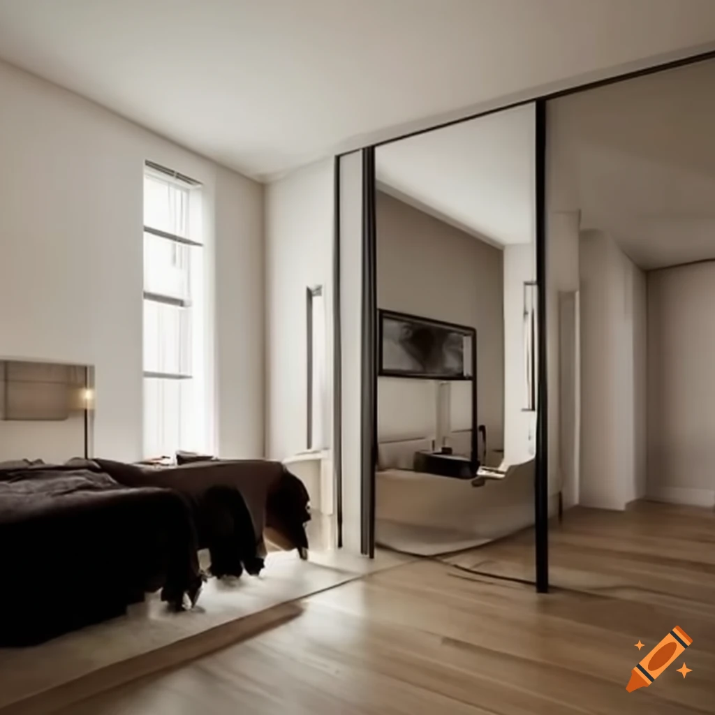 Modern room with a mirror on Craiyon