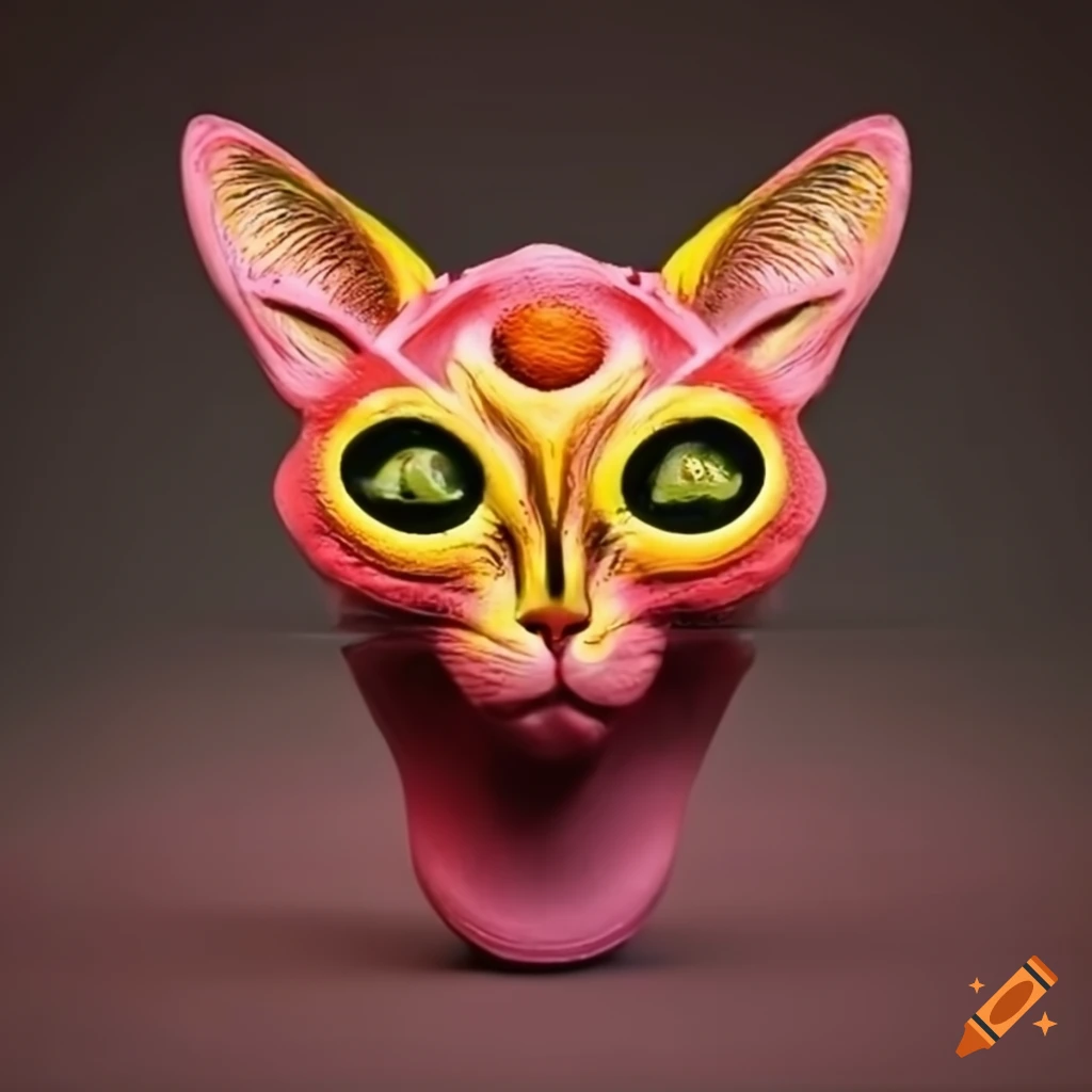 Red orange and yellow alien cat with flower-shaped head on Craiyon