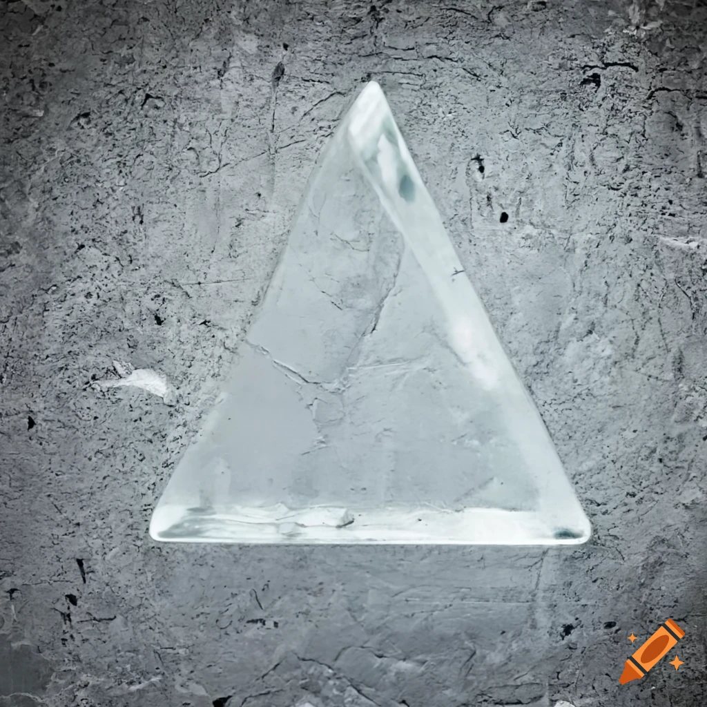 Minimalist glass triangle on gray cement