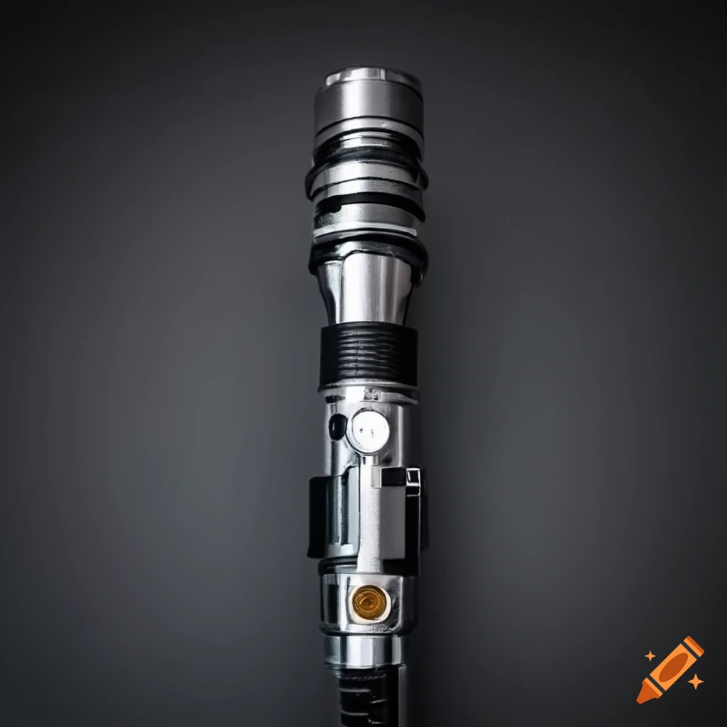 Close-up of a detailed lightsaber hilt