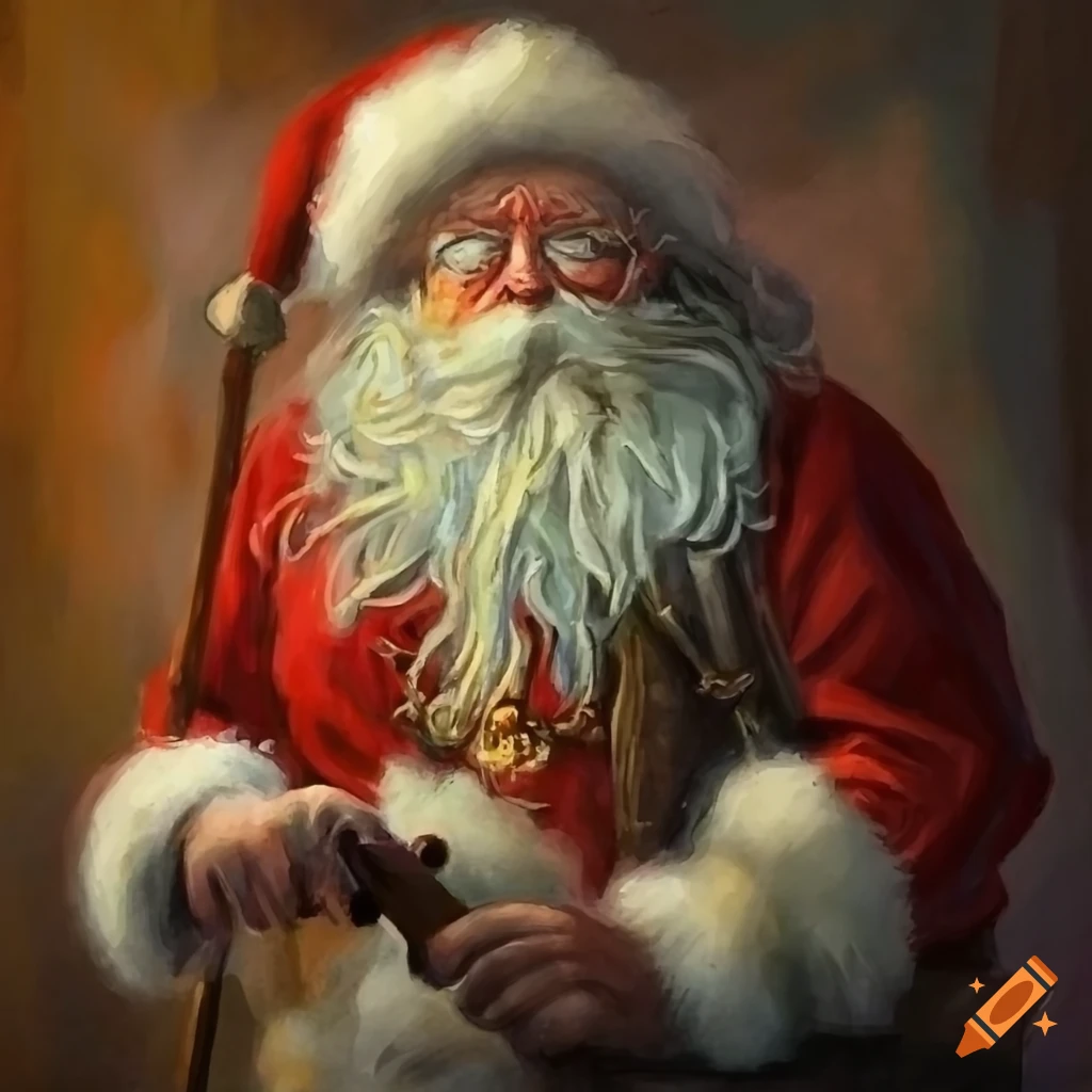 Artistic depiction of a unique santa claus