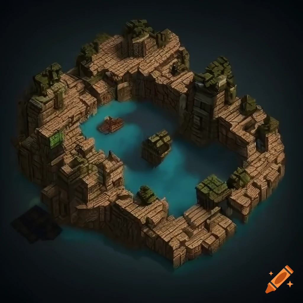 Isometric sandstone world map down birdseye view a masterful oil ...