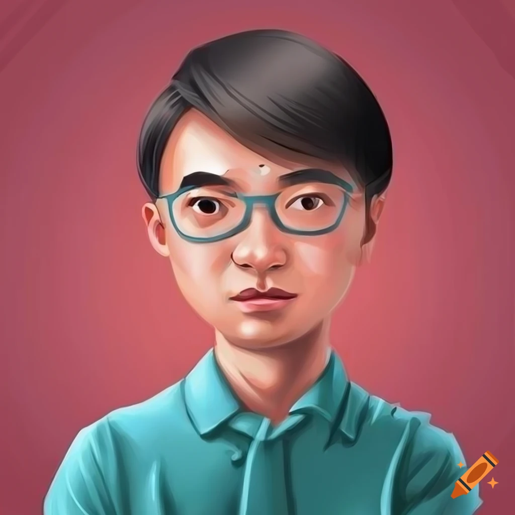 Cartoon portrait of a friendly chinese worker on Craiyon