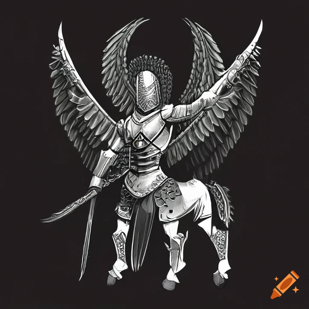 A powerful winged centaurian warrior in armor on Craiyon
