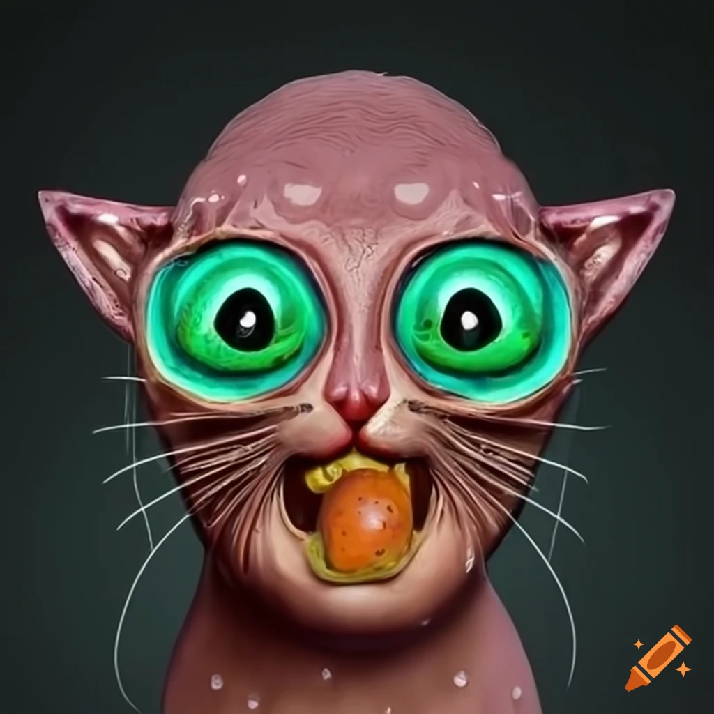 Image of an alien-like cat with a potato-shaped head