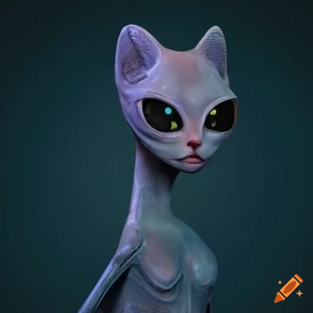 Image of an alien cat with unique head shape on Craiyon