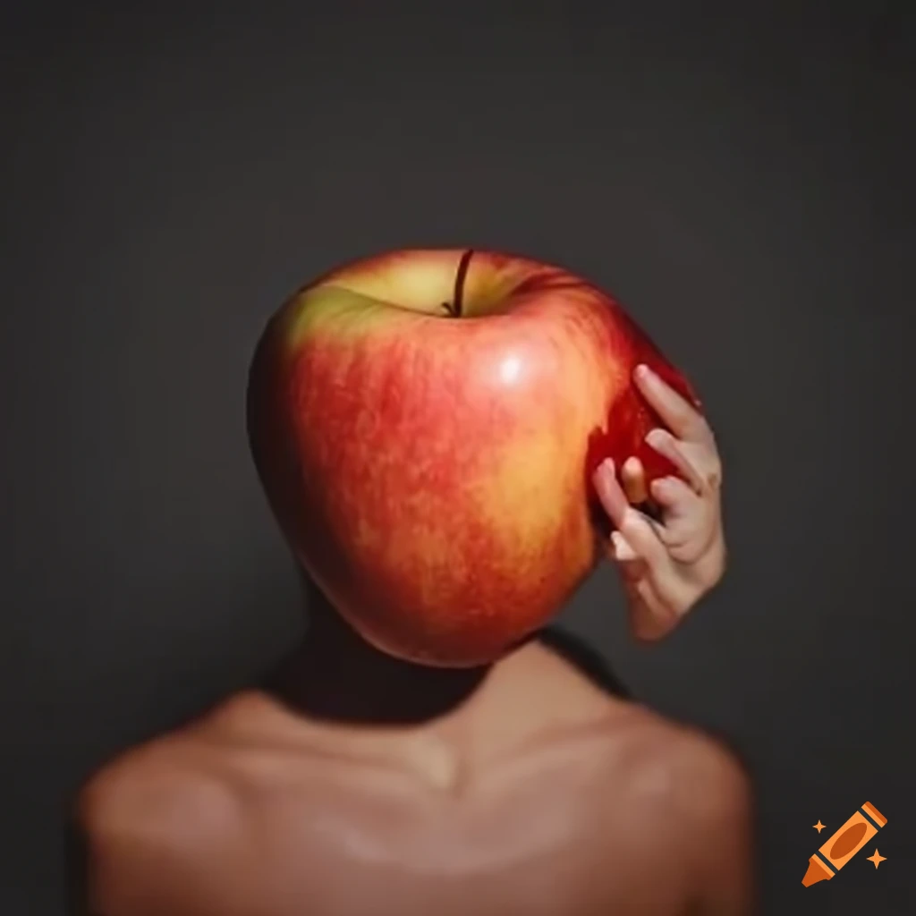 Humorous image of an apple eating another apple on Craiyon