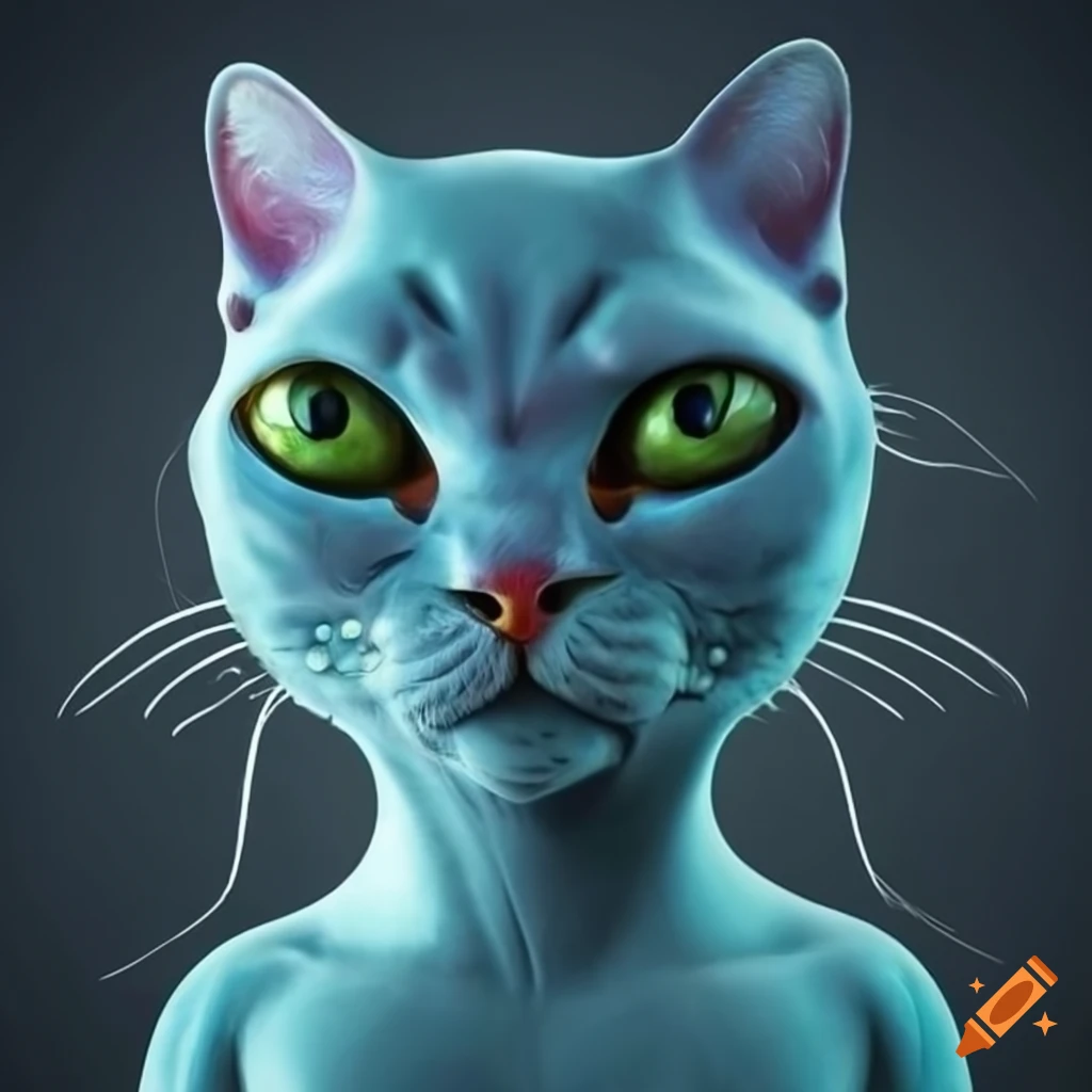 Cartoon illustration of an alien cat on Craiyon