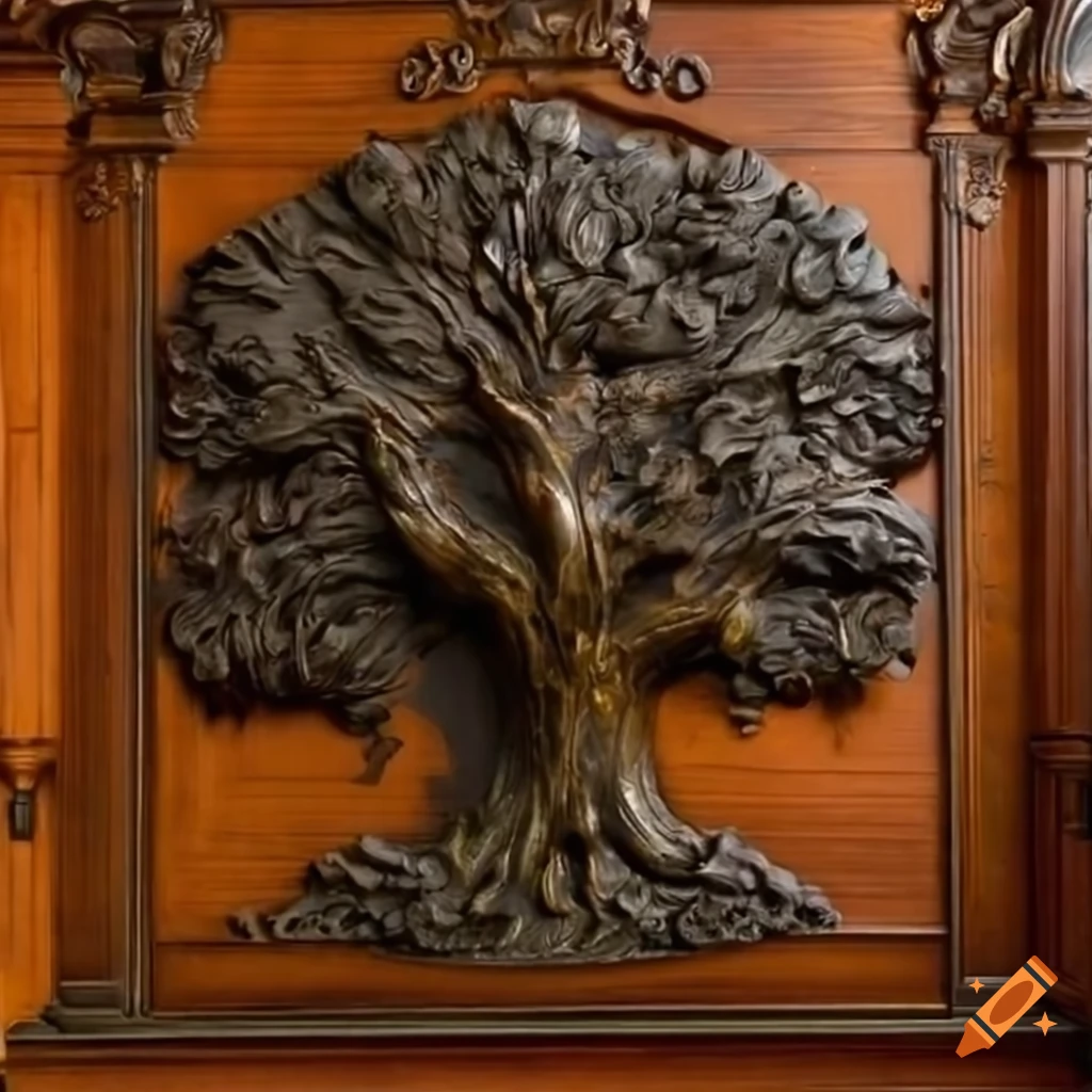 Bronze relief of calf surrounded by flowers on Craiyon