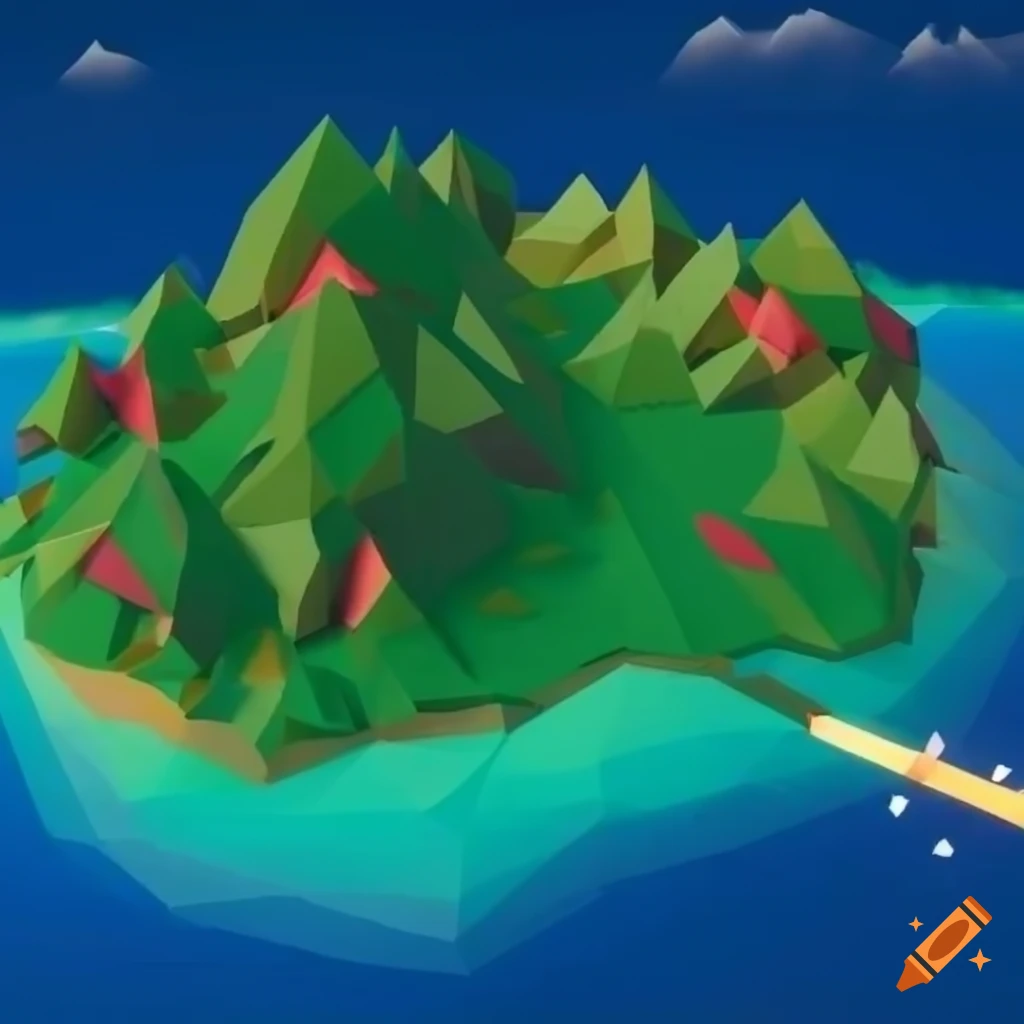 Low poly island archipelago with a fun atmosphere on Craiyon