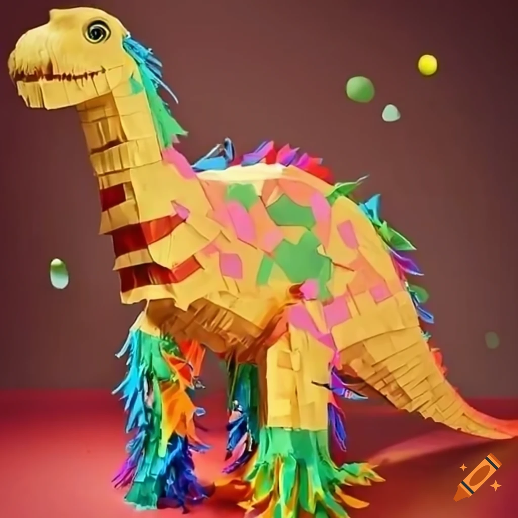 Colorful dinosaur piñata on Craiyon