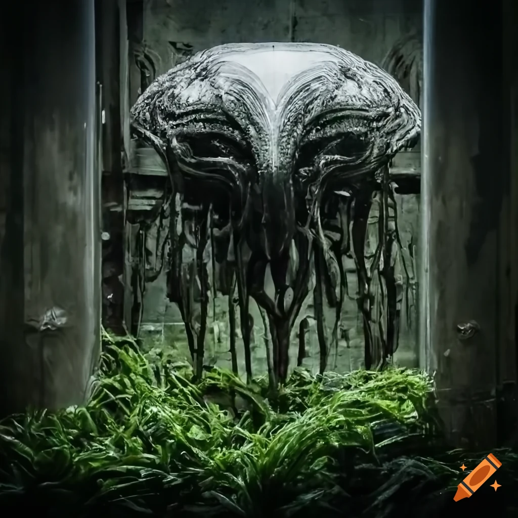 Dark and creepy 2d game alien creature on Craiyon