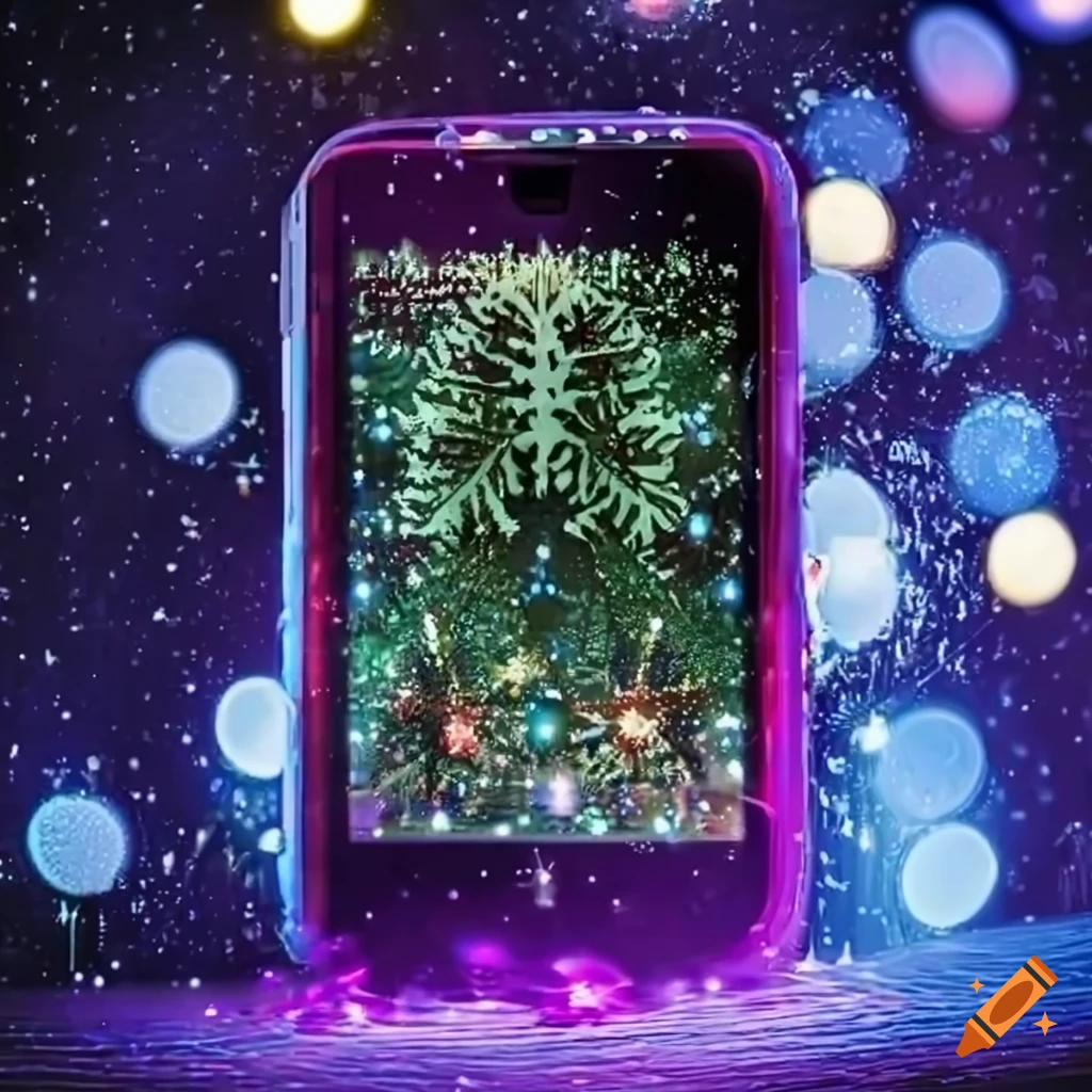 Smartphone with a digital advent calendar and Christmas tree on Craiyon