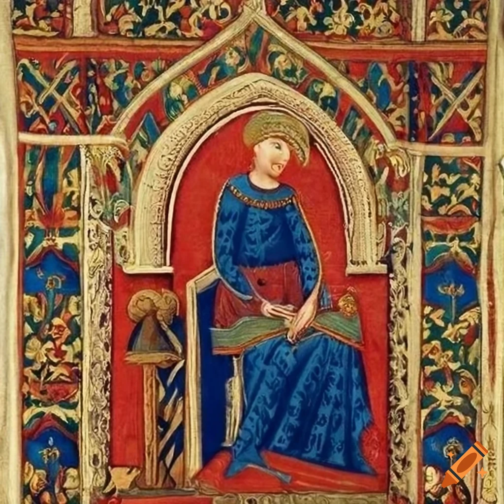 Medieval king tapestry from 1200 ad