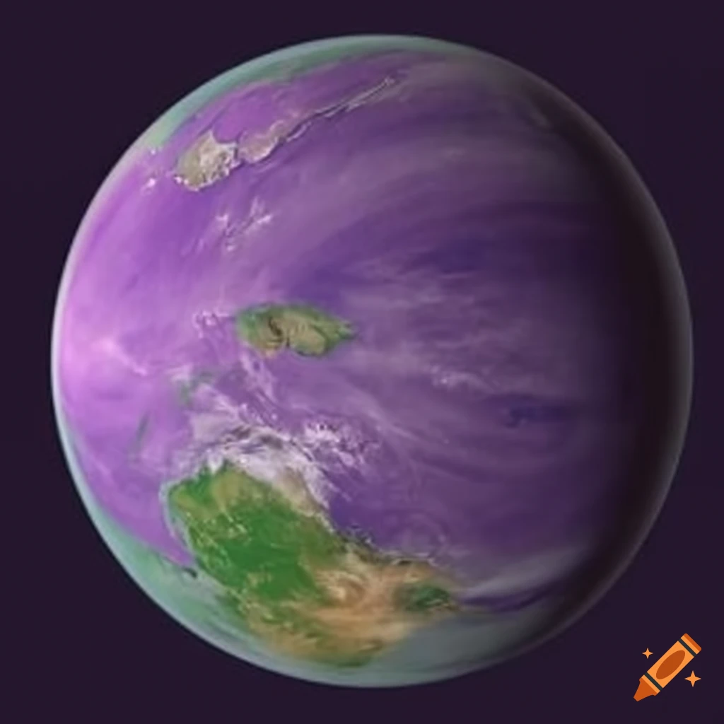 Purple planet resembling earth on Craiyon