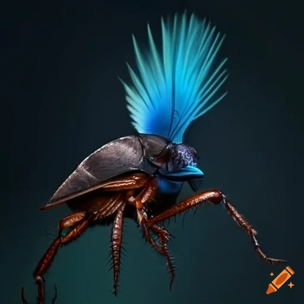 Art of a blue-skinned rogue battling a giant cockroach on Craiyon