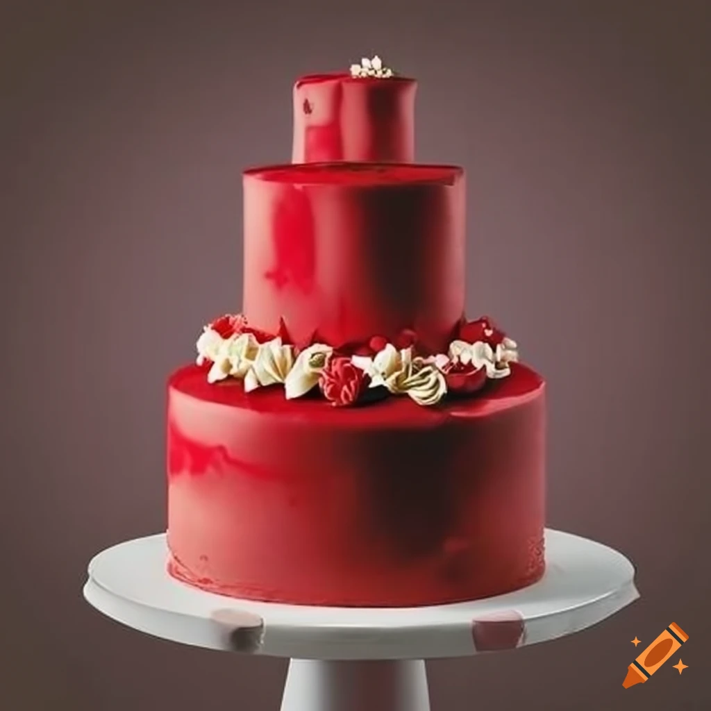 Red round cake with two tiers