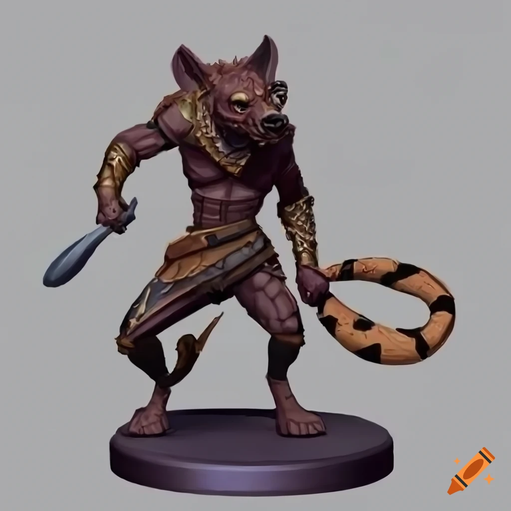 Printable 2d dnd mini of a hyena warrior