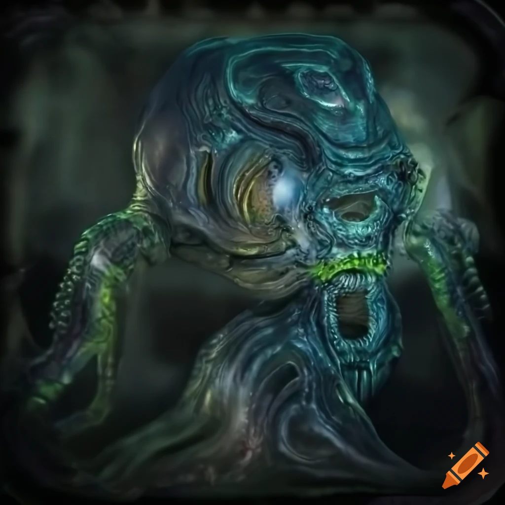 Creepy alien environment with slimy tiles on Craiyon