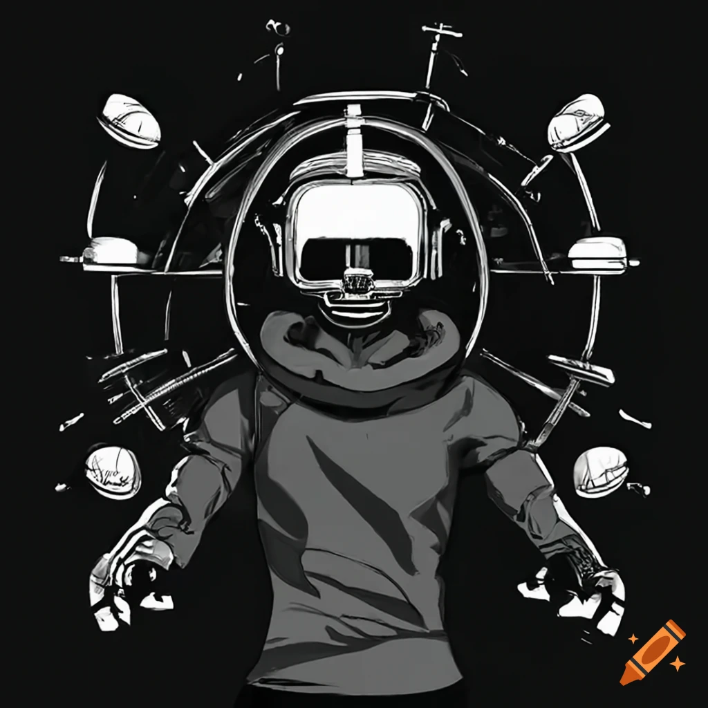 Futuristic fpv drone pilot with goggles on Craiyon