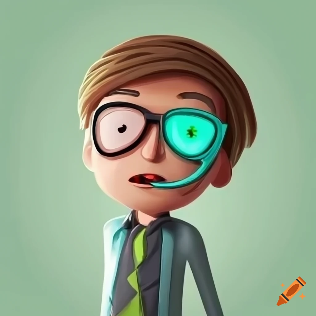 Cartoon boy with tech glasses and wristwatch