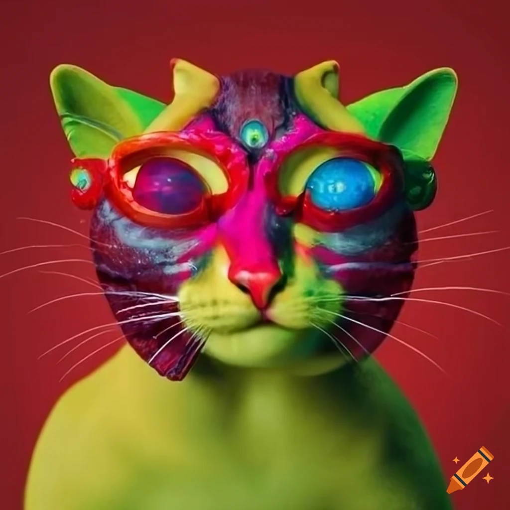 Digital art of an alien cat with a sunflower-shaped head on Craiyon