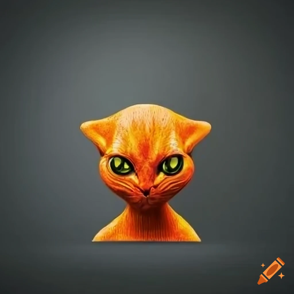 Image of an alien-like cat with an orange-shaped head on Craiyon