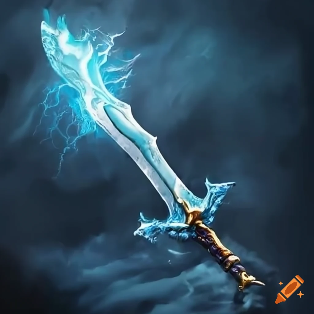 Artwork of a thunderous water sword