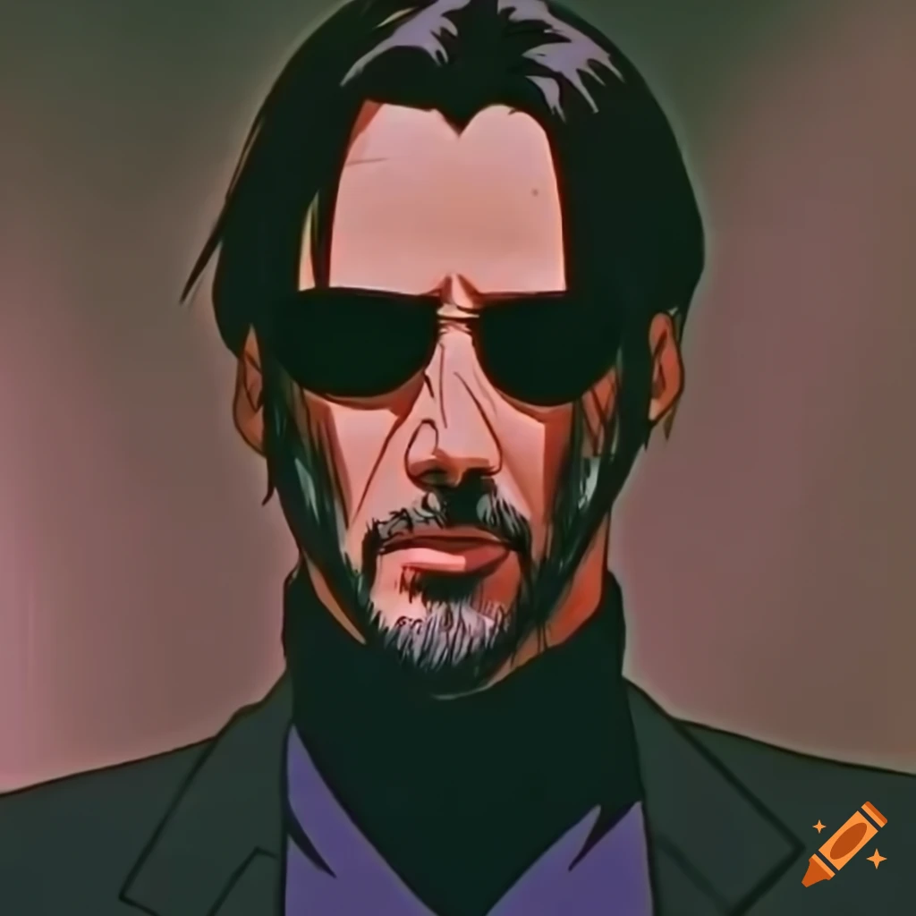Screenshot of keanu reeves as neo in the matrix anime