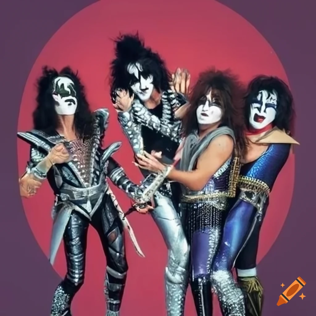 80s sci-fi inspired poster of kiss band on Craiyon