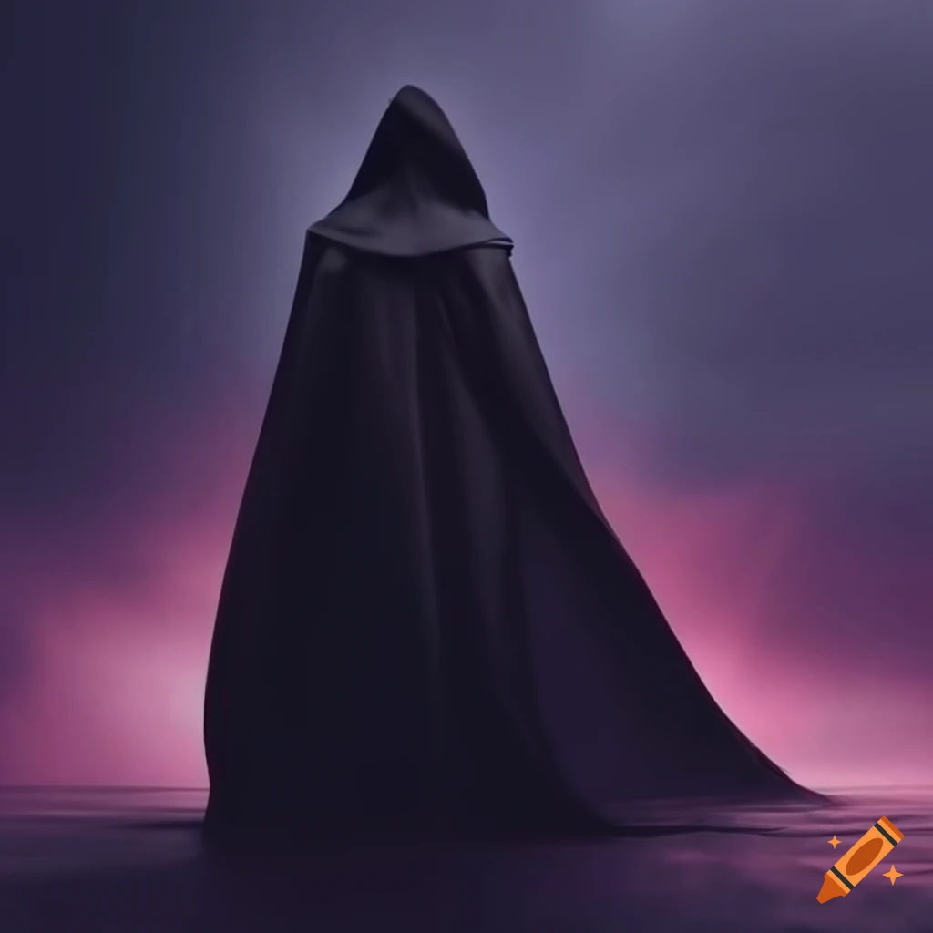 Image of a black cloak flowing in the wind on Craiyon