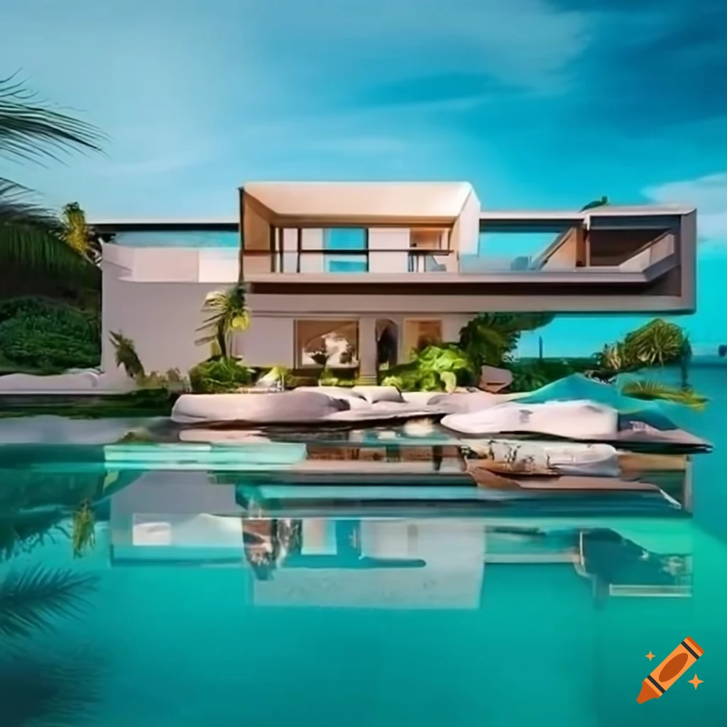 Luxury villa in the background on Craiyon