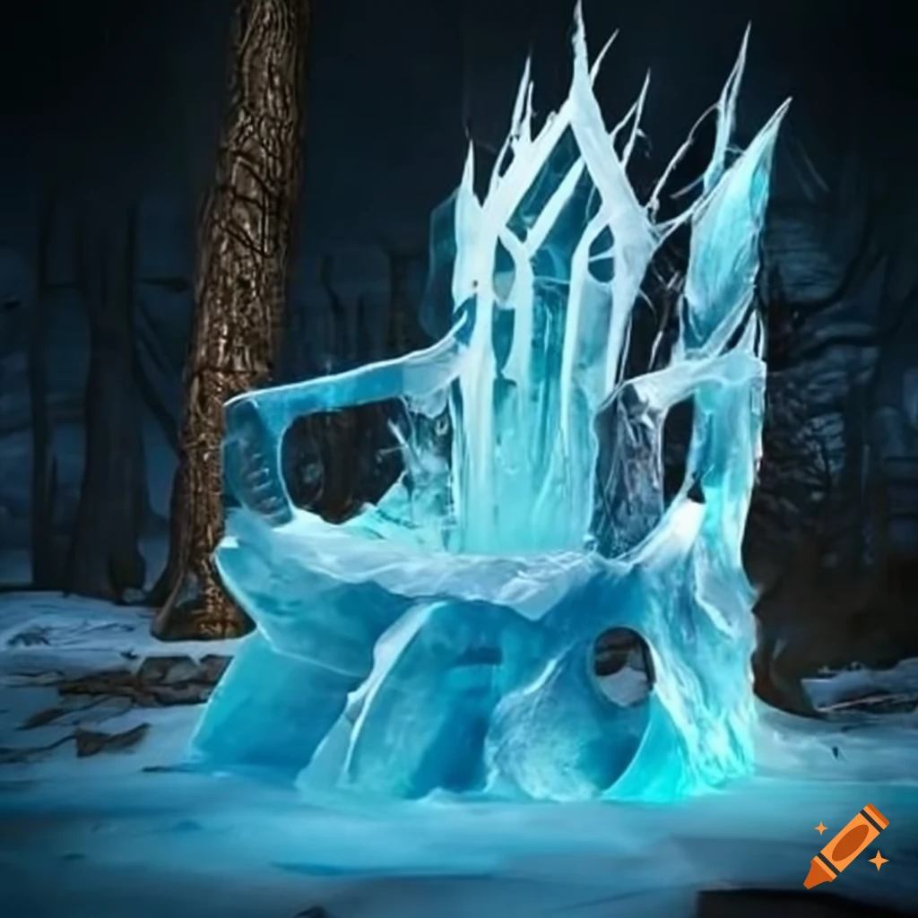 Ice throne with biomechanical design on Craiyon
