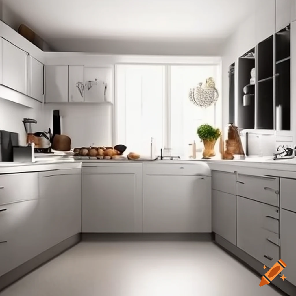 Empty and grey kitchen on Craiyon