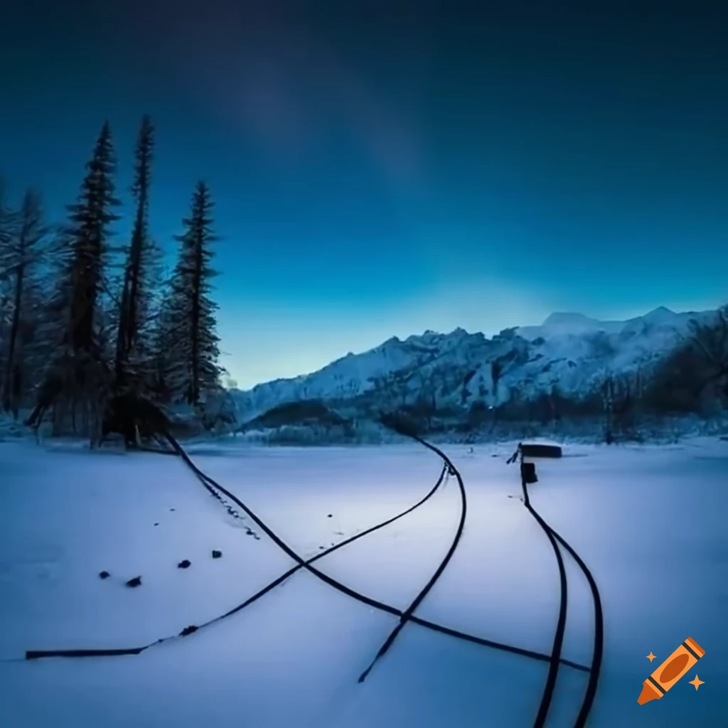 Installation of fiber optic cables in snowy environment on Craiyon