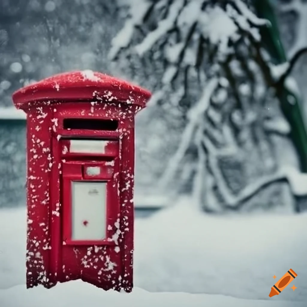 Snow-covered postbox during christmas