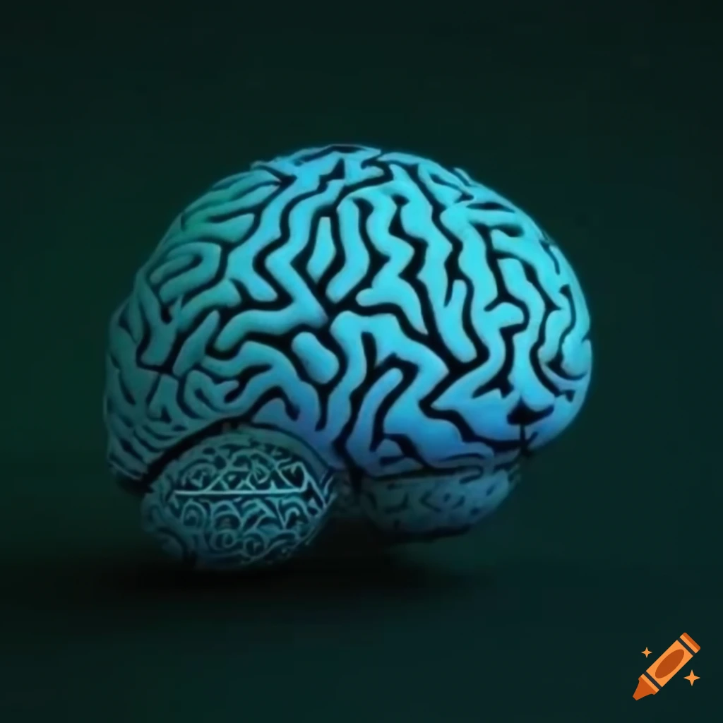 Kufic calligraphy art with brain motif on Craiyon