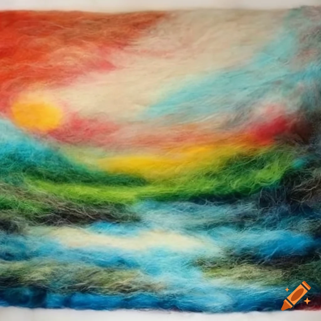 Impressionistic scenery made of felted wool on Craiyon