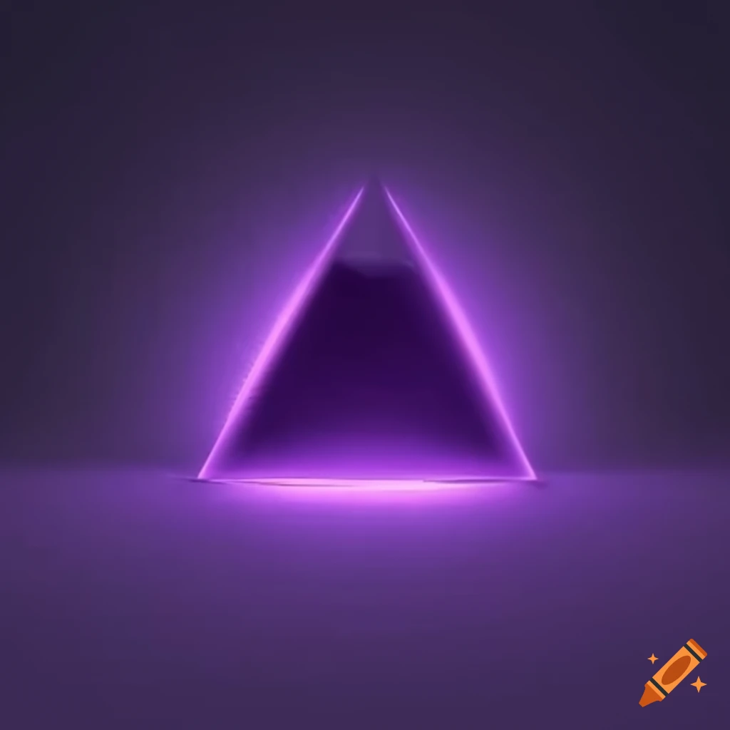 Glowing purple triangle in darkness on Craiyon