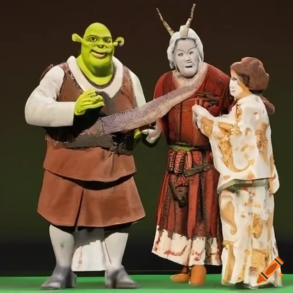 Shrek kabuki illustration on Craiyon