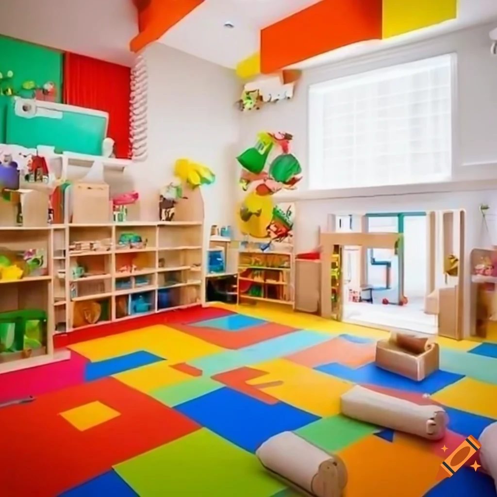 Playroom in a kindergarten with various play areas