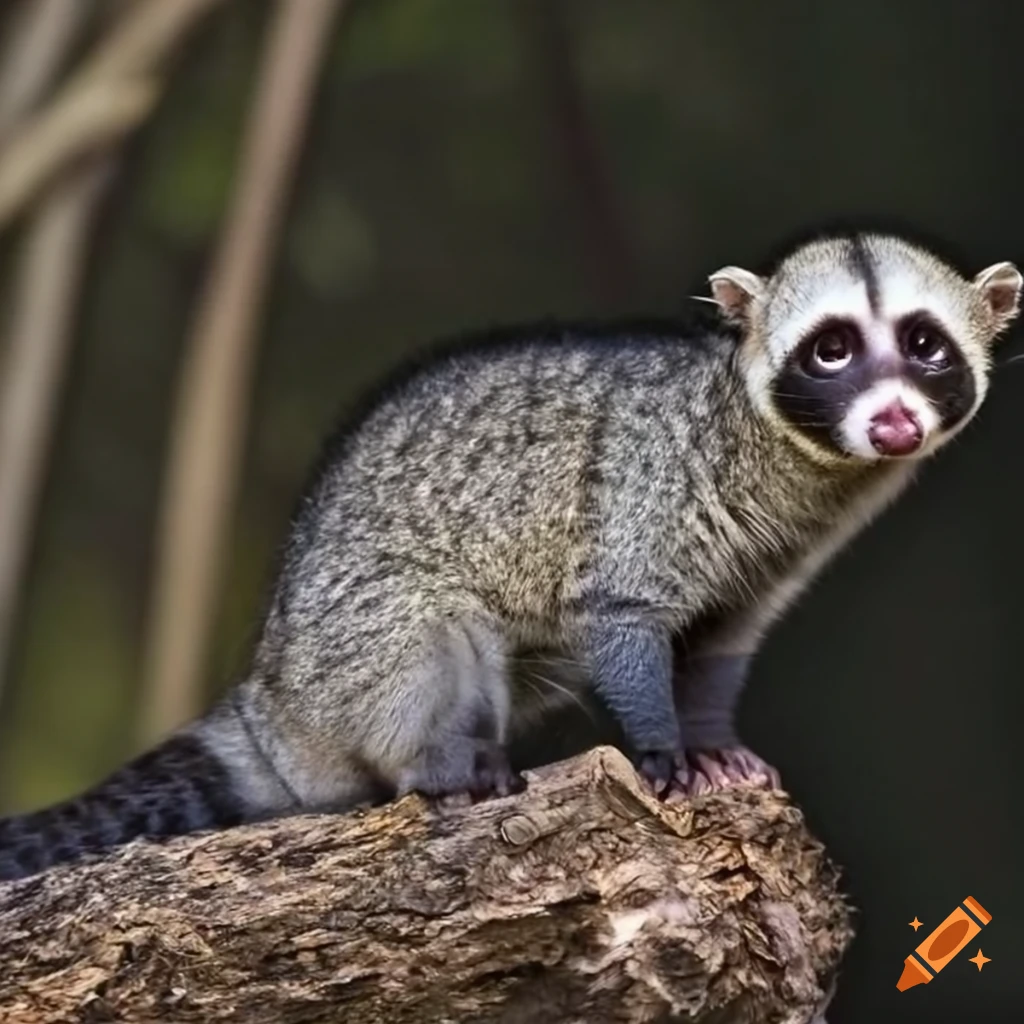 Bipedal feathered dinosaur with civet color pattern in a forest ...