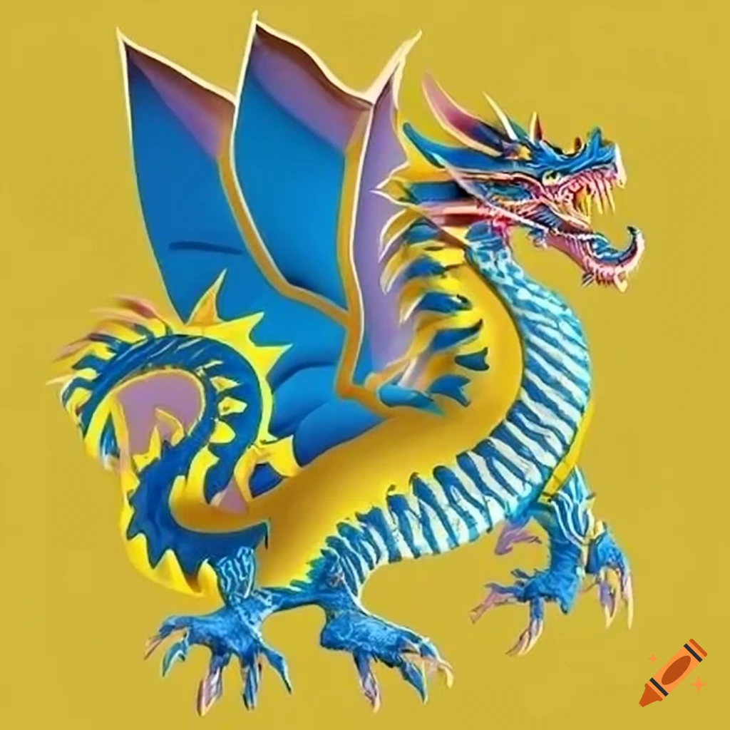 Blue-yellow ukrainian dragon