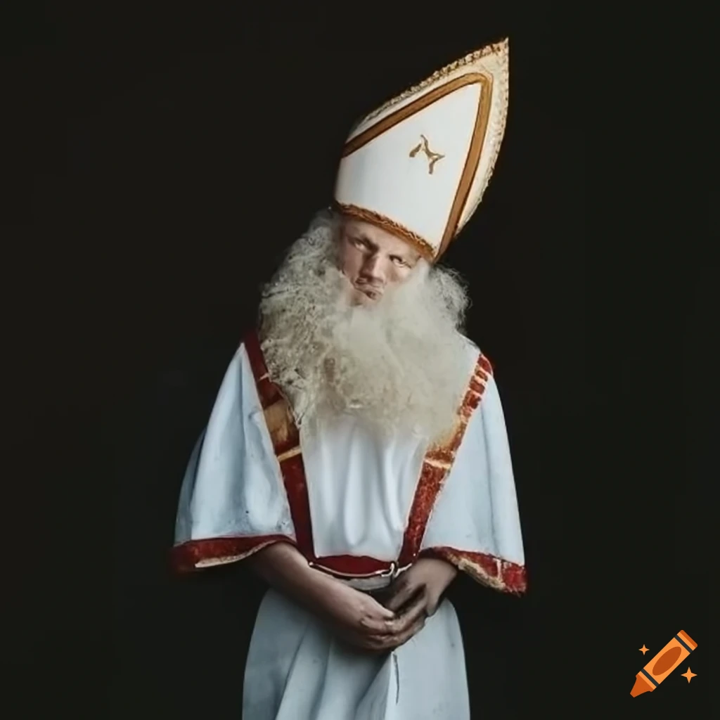 Belgian blue stone sculpture of saint nicolas